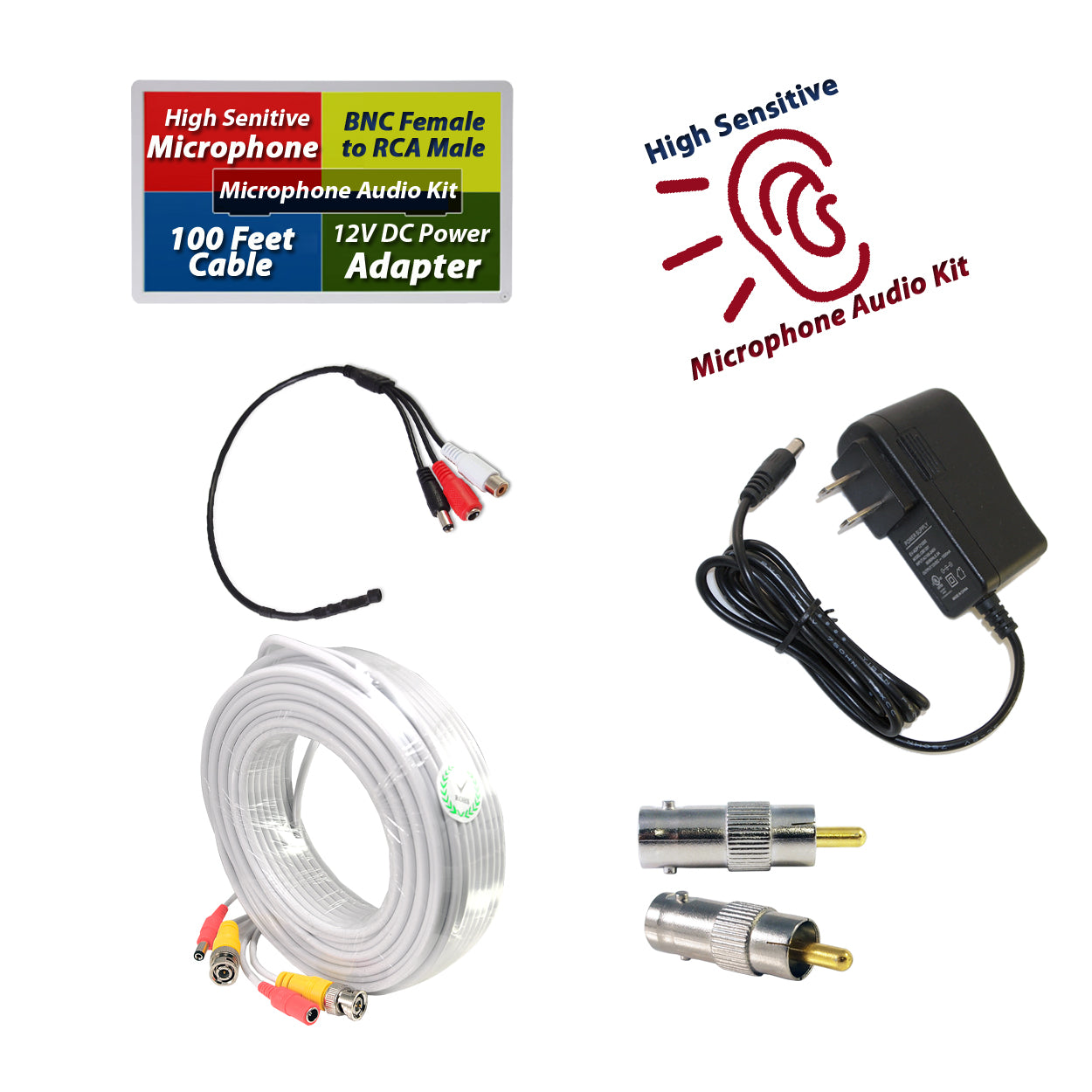 High Sensitive Preamp Surveillance Microphone Audio Pickup Device Kit